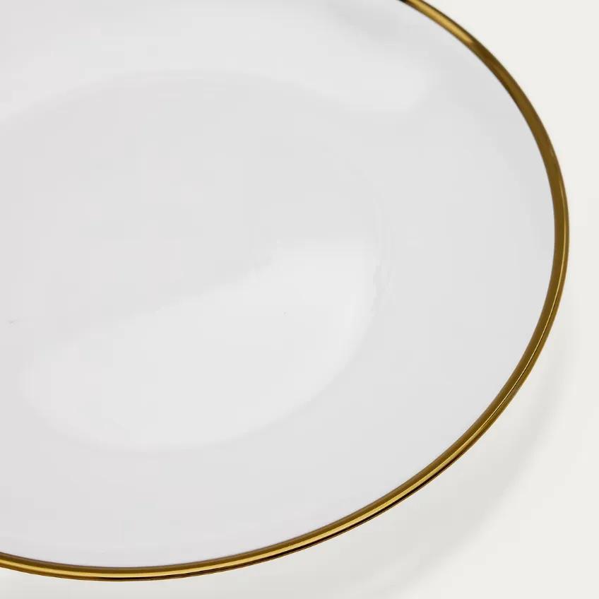 OnaDnes -20% Skleněný talíř se zlatým okrajem Kave Home Nelie 27 cm