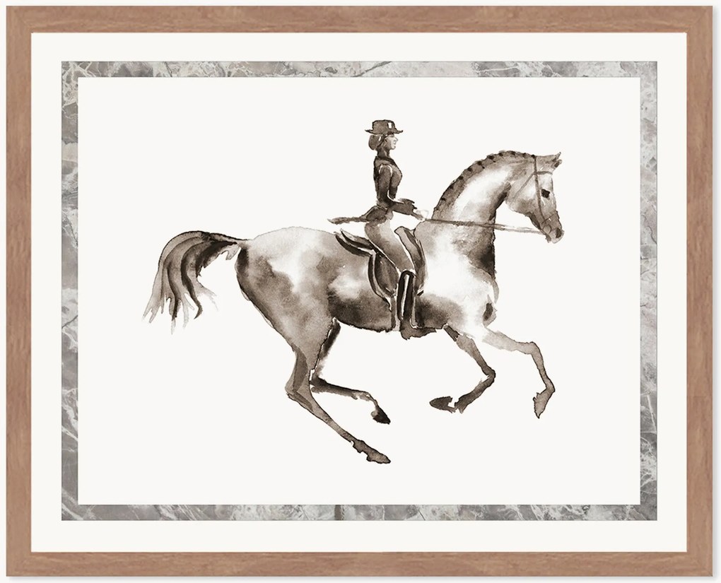Zarámovaný digitální tisk Watercolor Rider, v různých velikostech