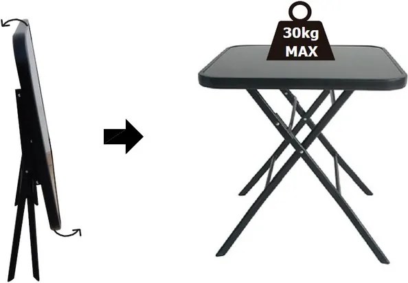 Skládací zahradní stůl Balcony 70x70 cm, černý