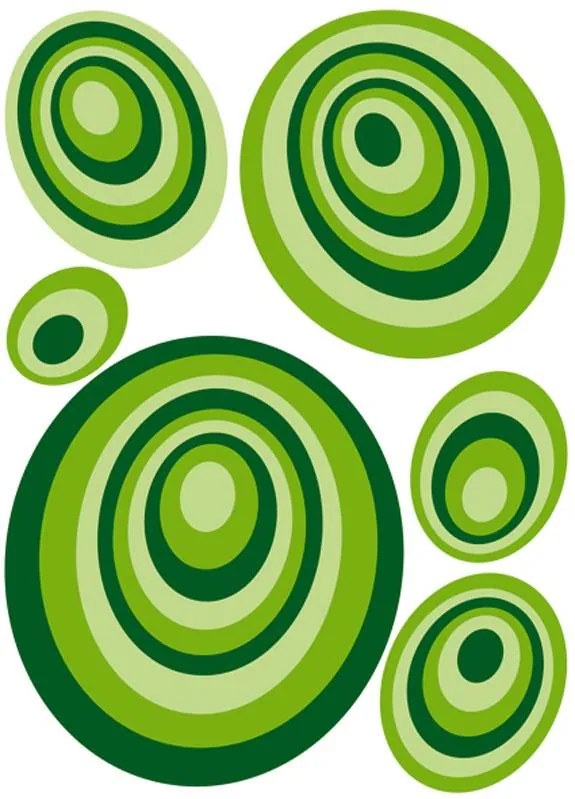 Samolepící dekorace na zeď a nábytek - Zelené kruhy, ST1 021, 50x70cm