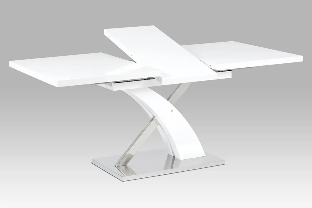 Artium Rozkládací jídelní stůl 140+40x90 cm, bílý mat / nerez - HT-999 WT