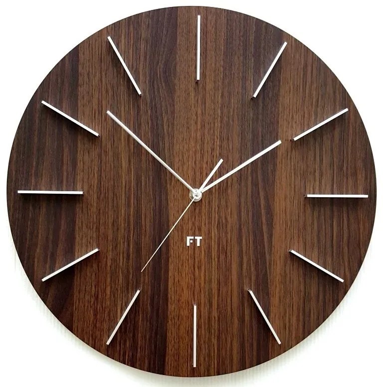 Designové nástěnné hodiny future time ft2010we round dark natural brown 40cm