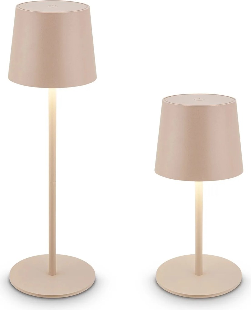 Brilo Dobíjecí LED stolní lampa Bota, 2,6W, 120lm, IP44, béžová, pr. 11 x 33 cm