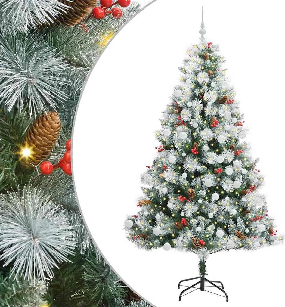 Umělý vánoční stromeček Zelená a bílá 210 cm PVC, kov a plast 3395191