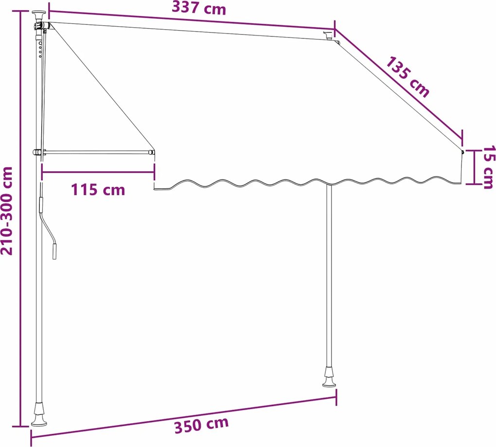 vidaXL Ručně zatahovací markýza 350 cm pruhy [42037063] Barva: oranžová a hnědá