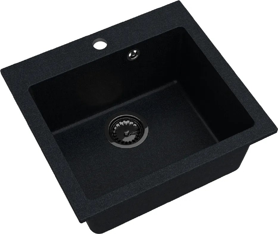 Sink Quality Ferrum 50, kuchyňský granitový dřez 490x450x195 mm + černý sifon, brocade, SKQ-FER.B.1K50.XB