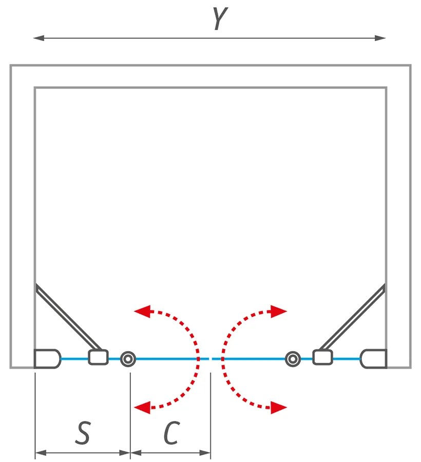 Roth Tower Line sprchové dveře dvoukřídlé 130 x 201,2 cm 721-1300000-01-02 stříbro / transparent