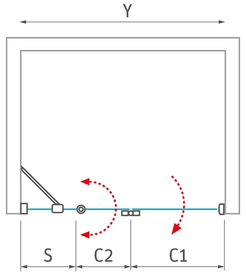 Roth Jednokřídlé sprchové dveře CI RFL_CI RFR pro instalaci do niky - bez vaničky Varianta: šířka: 110 cm, orientace: Pravá - (CI RFR 1100 - CI RFR 110200 VPE), Barva profilů a typ výplně: profily: brillant, výplň: transparent