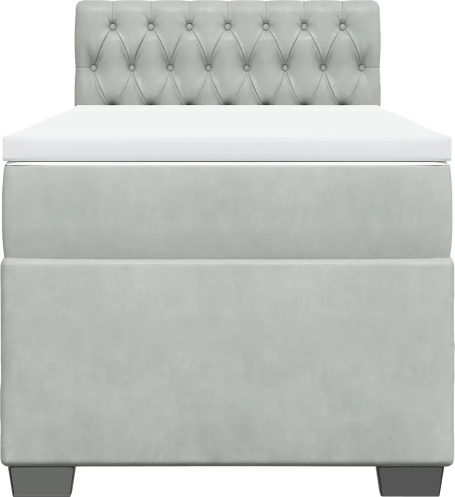 Box spring postel s matrací světle šedá 100x200 cm samet 3288540