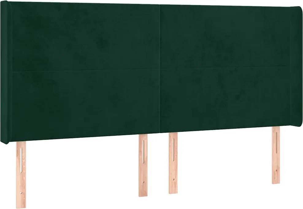 Box spring postel s matrací a LED tmavě zelená 180x200 cm samet 3139460