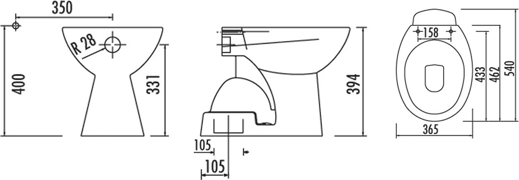 Aqualine TP340 WC mísa samostatně stojící