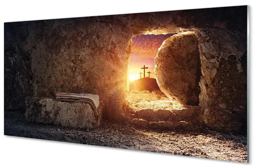 Obraz na skle Cave kříží slunce 100x50 cm
