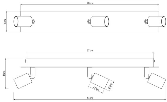 Globo 57998-3B - Bodové svítidlo DREW 3xGU10/35W/230V černá/mosaz