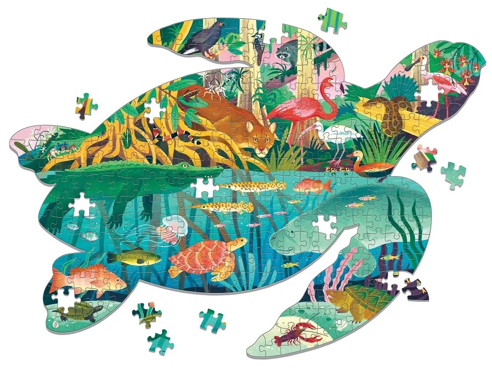 Mudpuppy Puzzle Mokřady ve tvaru želvy 300 dílků