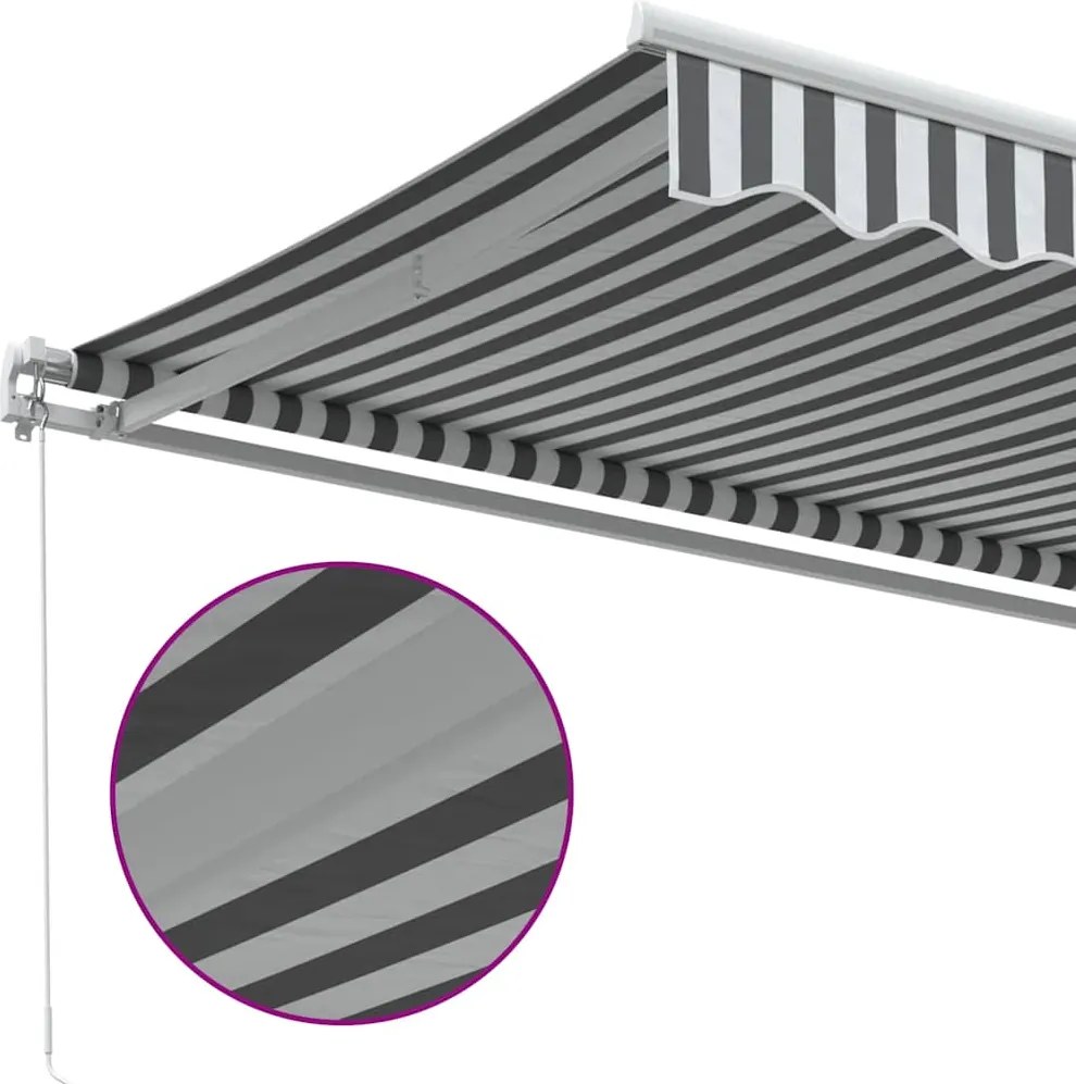 Ručně zatahovací markýza antracitová a bílá 350 x 250 cm 3216036