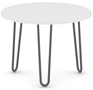 Kulatý konferenční stůl SPIDER, průměr 60 cm, černá podnož, bílá