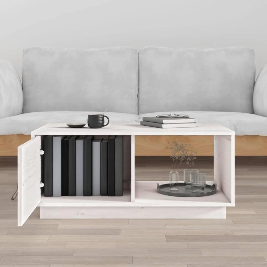 Konferenční stolek bílý 80x50x35,5 cm masivní borové dřevo - Default Title