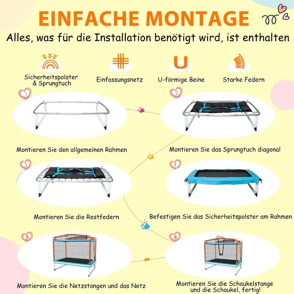 Costway Obdélníková trampolína 3-in-1 pro děti trampolína pro – pomerančový