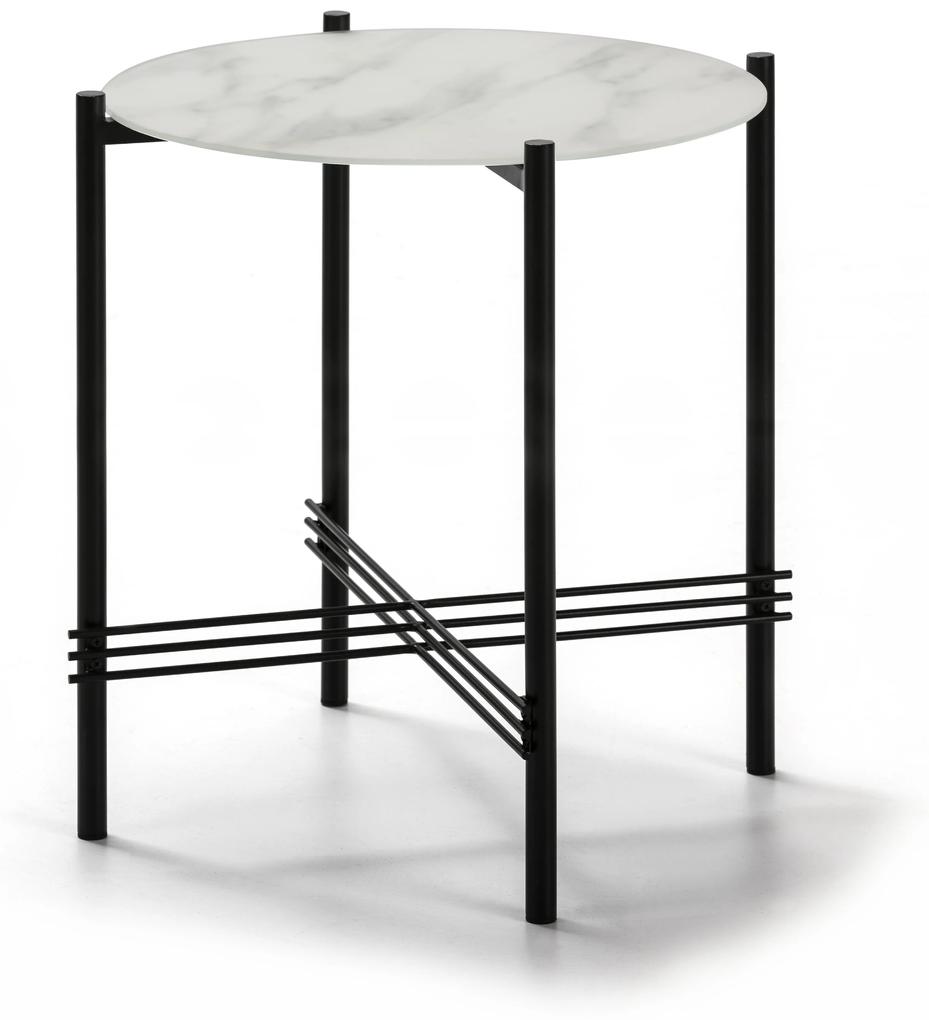Marckeric Skleněný odkládací stolek Kendall, černá/bílá, 50 cm