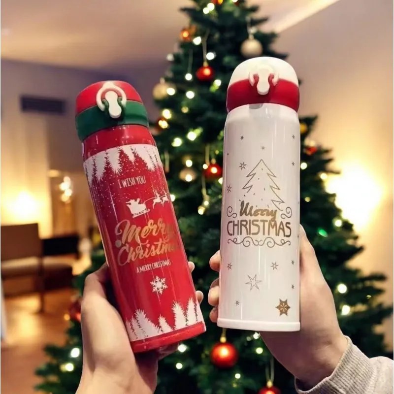 Flamenco Mystique Termohrnek, termoska 500 ml, zimní vánoční bílá bd39b.