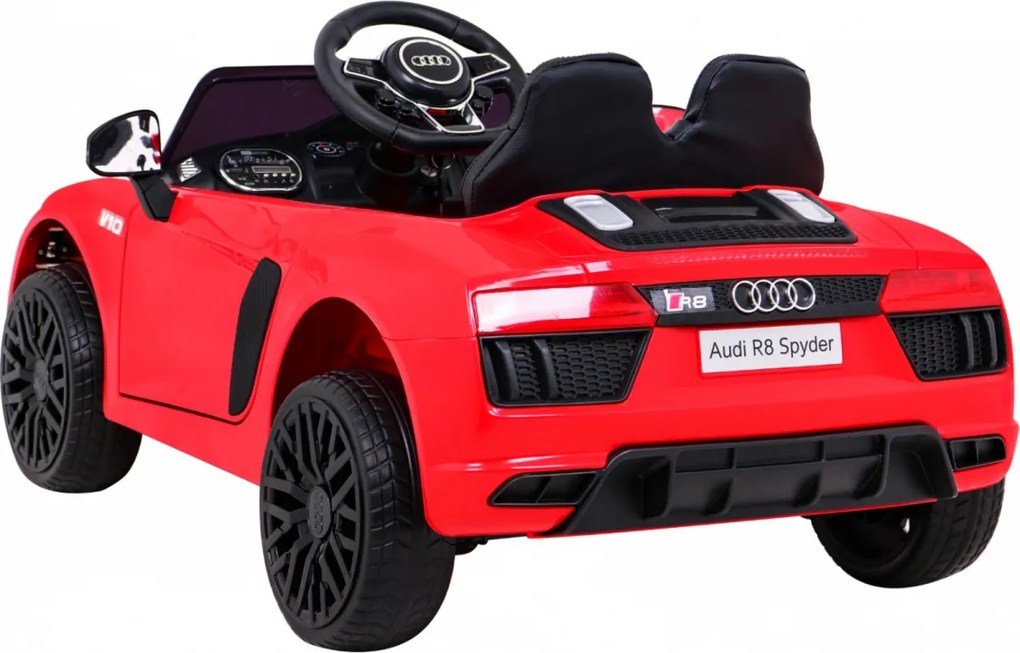 Ramiz Elektrické autíčko Audi R8 pro děti červené + dálkové ovládání + EVA + plynulý start + MP3 LED