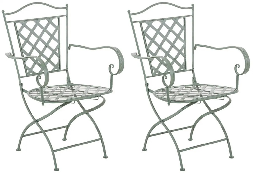 Kovová židle Adara (SET 2 ks) - Zelená antik