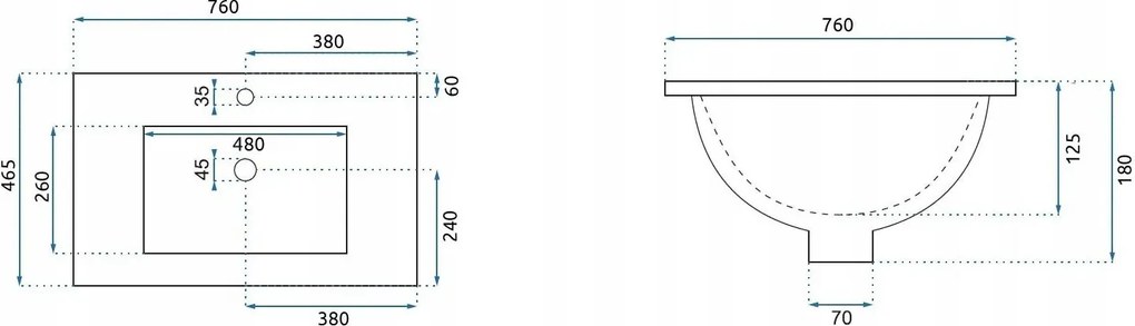 Rea Dafne 75 umyvadlo, 76 x 47 cm, bílá, REA-U0040