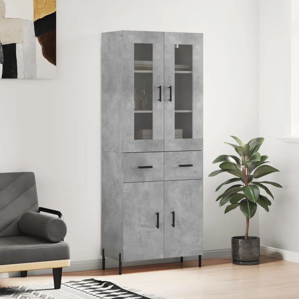 vidaXL Skříň highboard 69,5 x 34 x 180 cm kompozitní dřevo [3198539] Barva: bílá s vysokým leskem