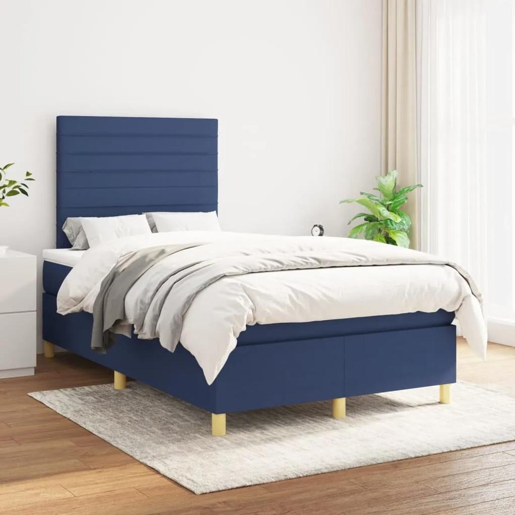 vidaXL Box spring postel s matrací 120x200 cm textil [3142404] Barva: Modrá