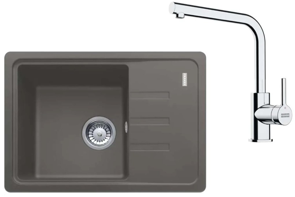 Franke - Kuchyňský set G266ŠK, fragranitový dřez BSG 611-62 a baterie FS 3230.031, šedý kámen/chrom 114.0700.751