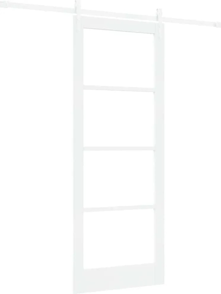 Posuvné dveře 83 x 211 cm Masivní borové dřevo a sklo Bílá 3332420
