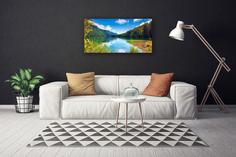 Obraz na plátně Hory Les Příroda Jezero 120x60 cm