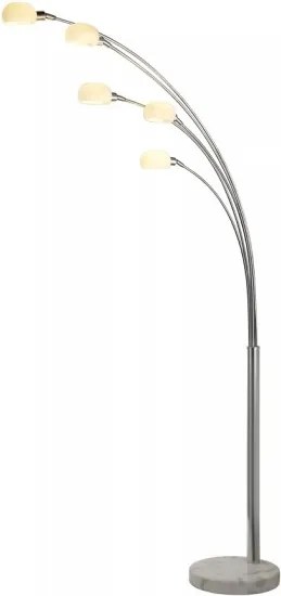Searchlight EU3085-5CWH Stojací oblouková lampa GIRAFFE bílé sklo, mramor