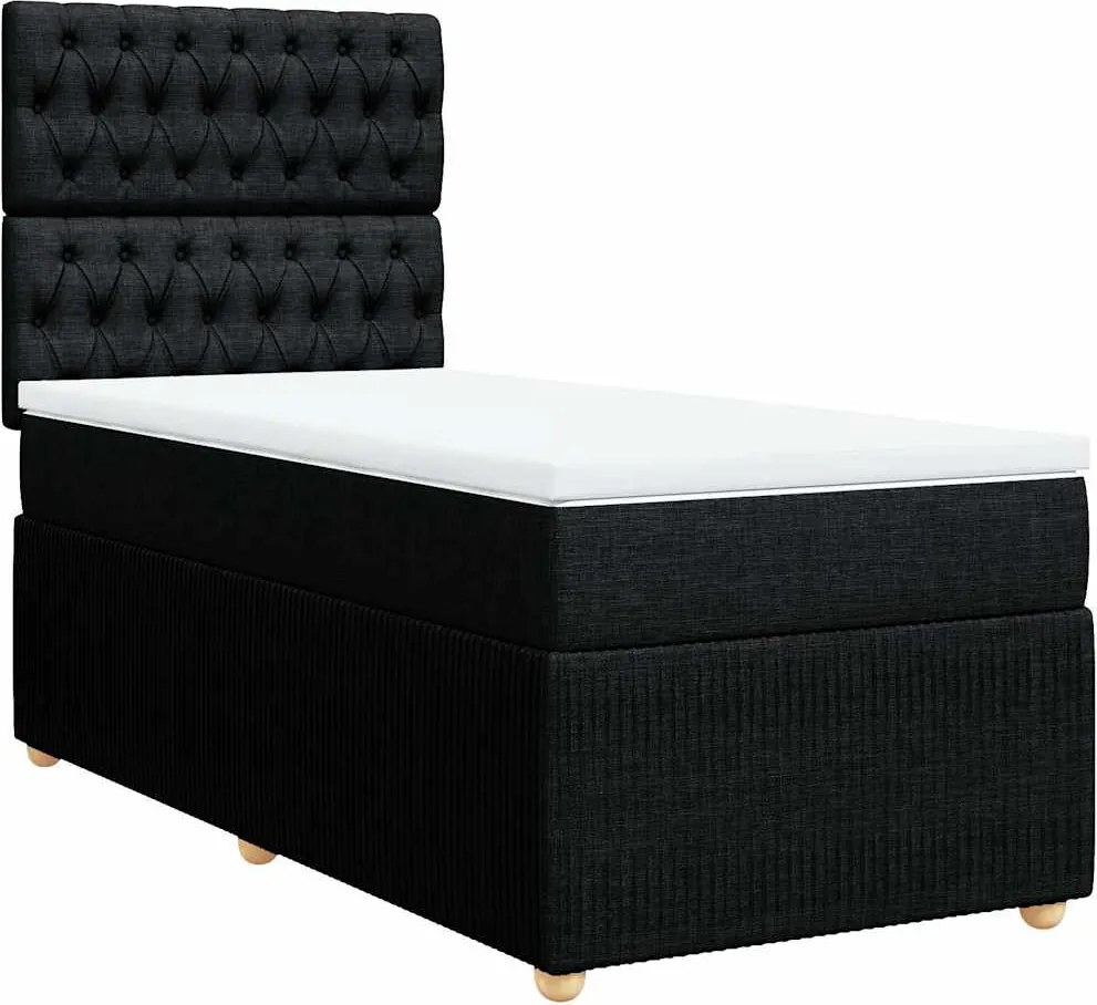 Box spring postel s matrací černá 90x200 cm textil 3294248