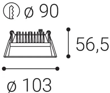 LED2 2250433CS Zeta XS, černé svítidlo pro zapuštění, 10W LED 3000K CASAMBI, ⌀10,3cm, IP44
