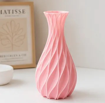 váza, styl moderní, plast, 14x7,6x7,6 cm, růžová, Dekorino VD0260011