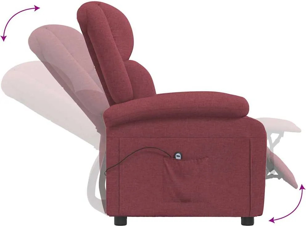 Elektrické polohovací křeslo vínové textil 3098356