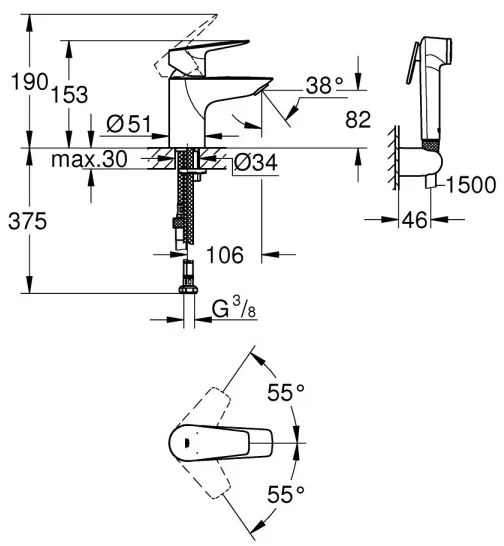 GROHE 23773001 - Umyvadlová baterie START EDGE velikost S lesklý chrom