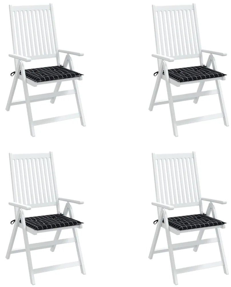 Podušky na zahradní židli 4 ks černé kárované 40x40x3 cm textil - Default Title