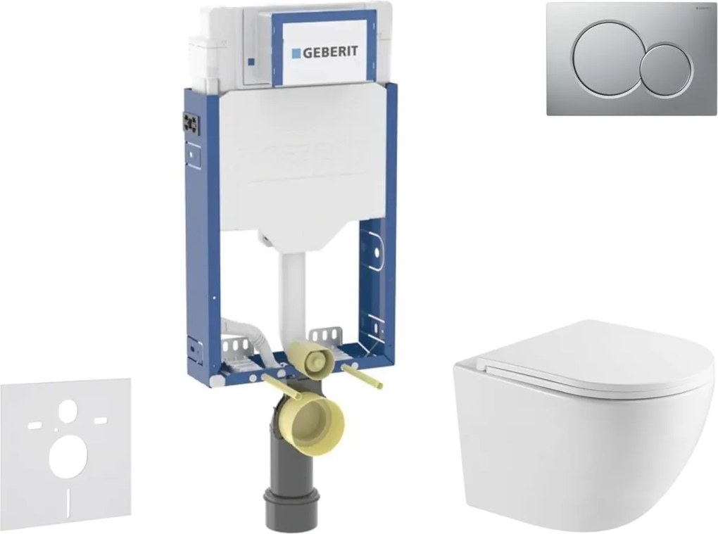 Geberit Kombifix - Set předstěnové instalace, klozetu Oudee a sedátka softclose, tlačítko Sigma01, lakovaný matný chrom SANI15CA2102