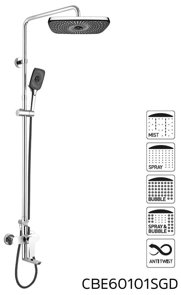 Mereo Dita sprchová souprava nástěnná baterie 150 mm hlavová sprcha s příslušenstvím černá CBE60101SGD