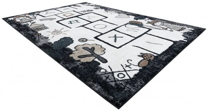 Dywany Łuszczów, Dětský kusový koberec Fun Hop black, 200x290, černobílá, dětský pokoj