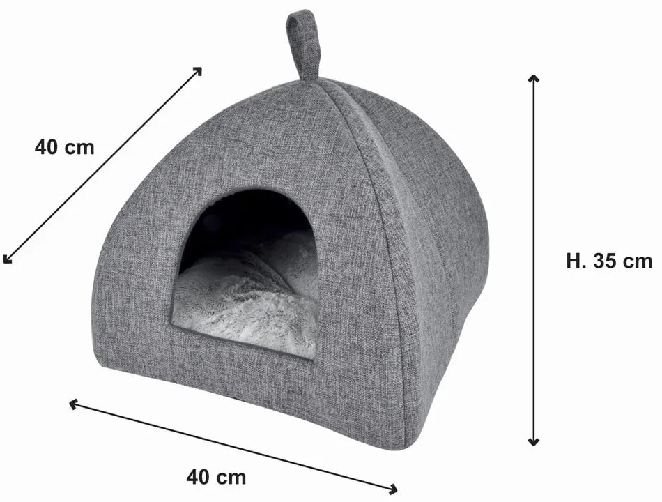 Šedá kukaň pro kočku 40x40 cm – Love Story