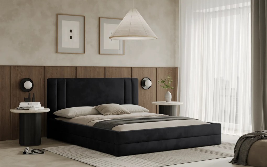 Postel ALCAMO 140x200 černá s úložným prostorem