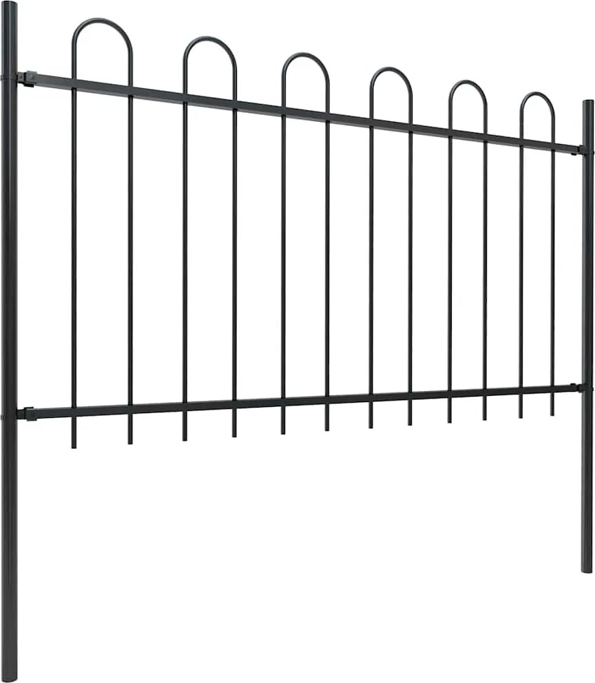 Zahradní plot s obloukem nahoře ocelový 337 x 100 cm černý 277657