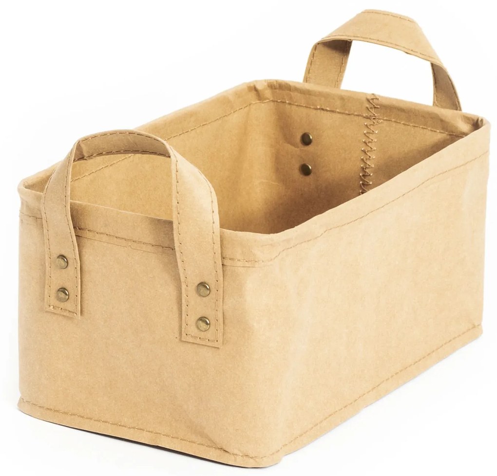 Úložný košík Compactor Basket Ecologic s dvěma držadly, béžový, 28 x 18 x 13 cm