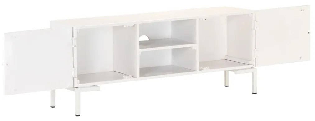 323580 vidaXL TV stolek bílý 115 x 30 x 46 cm masivní mangovníkové dřevo