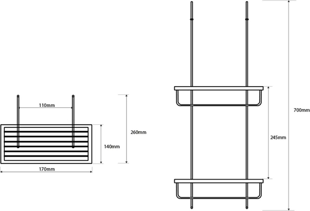 Sapho Sapho, SMART police do sprchy závěsná, chrom, XJ602