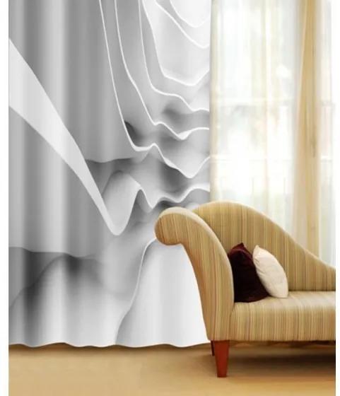 DIMEX | Hotové závěsy - kusový fotozávěs Futuristická vlna CU-140-026 | bílá, šedá | 140 x 245 cm