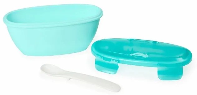 Skip Hop Miska s lžičkou v ochranném pouzdře Easy Serve Teal 240ml, 3m+